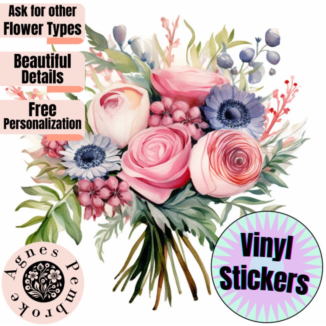 Vibrant Color Flower Bouquet Vinyl Sticker Waterproof Outdoor Decals ...