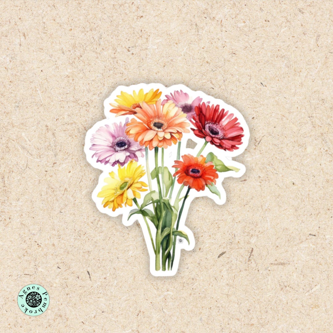 Gerbera Daisy Flower Colorful Vinyl Decal Sticker Personalized Gift ...