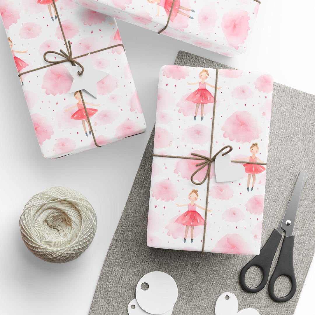 Ballerina Wrapping Paper Pink Gift Wrap With Doll Pattern for Dance ...