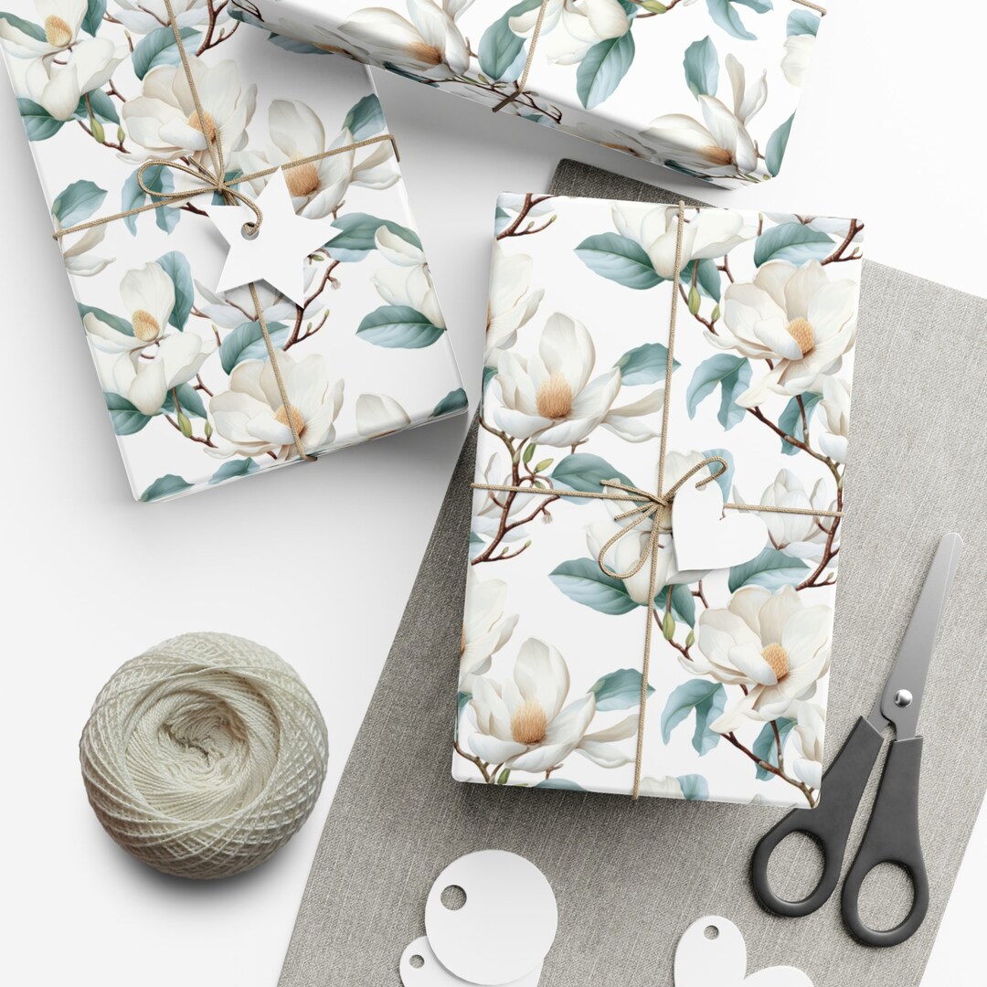 Magnolia Flowers Decorative Wrap Sheet Bridal Gift Box Wrapping Paper ...