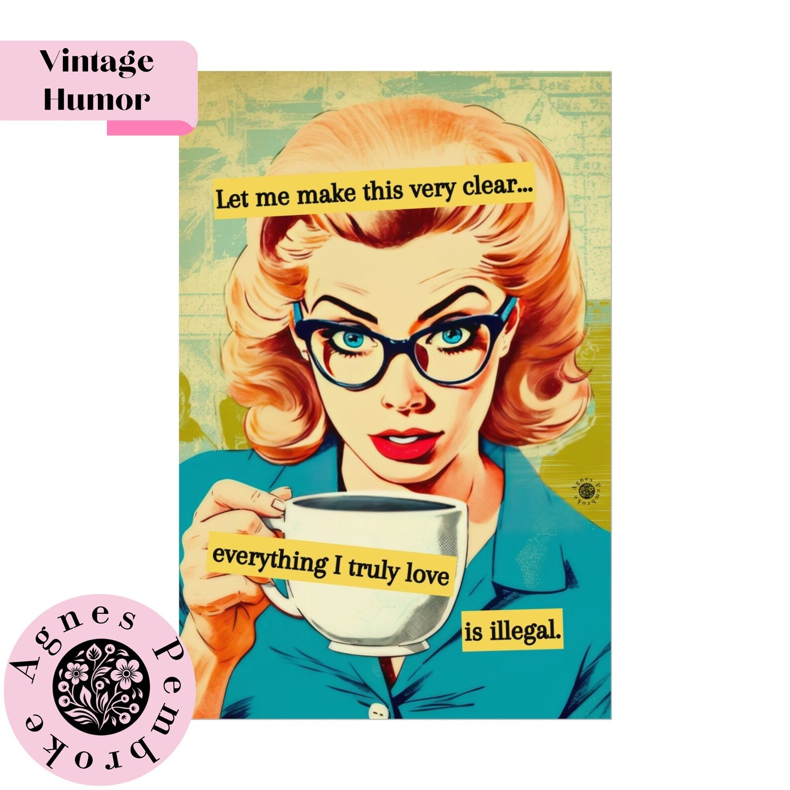 Mid Century Humor Wall Art Vintage Poster Quirky Wall Decor Art Funny ...