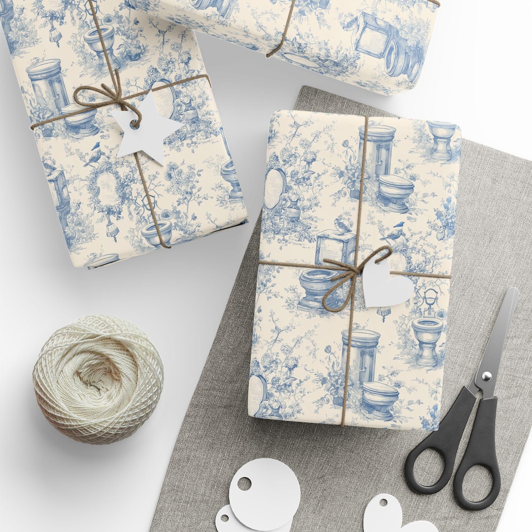 Toilet Fun Gift Wrap Toile De Jouy Style Vintage Bathrooms With Floral ...