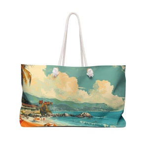 Seaside Weekender Bag T Bottom Unique Designer Bag Cotton Handle Beach ...