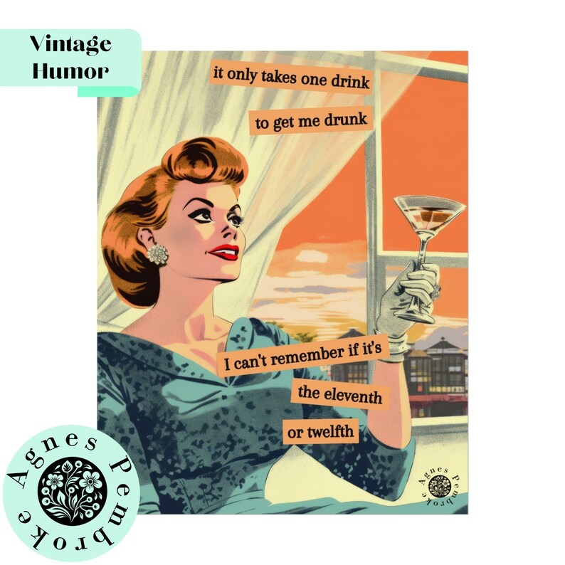 Funny Retro Poster Vintage Home Decor Bar Cart Decor Quirky Wall Art ...