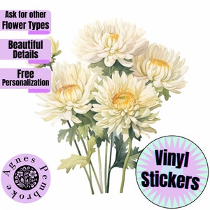 Chrysanthemum Flowers Vinyl Decal Sticker Aesthetic Floral Journal ...