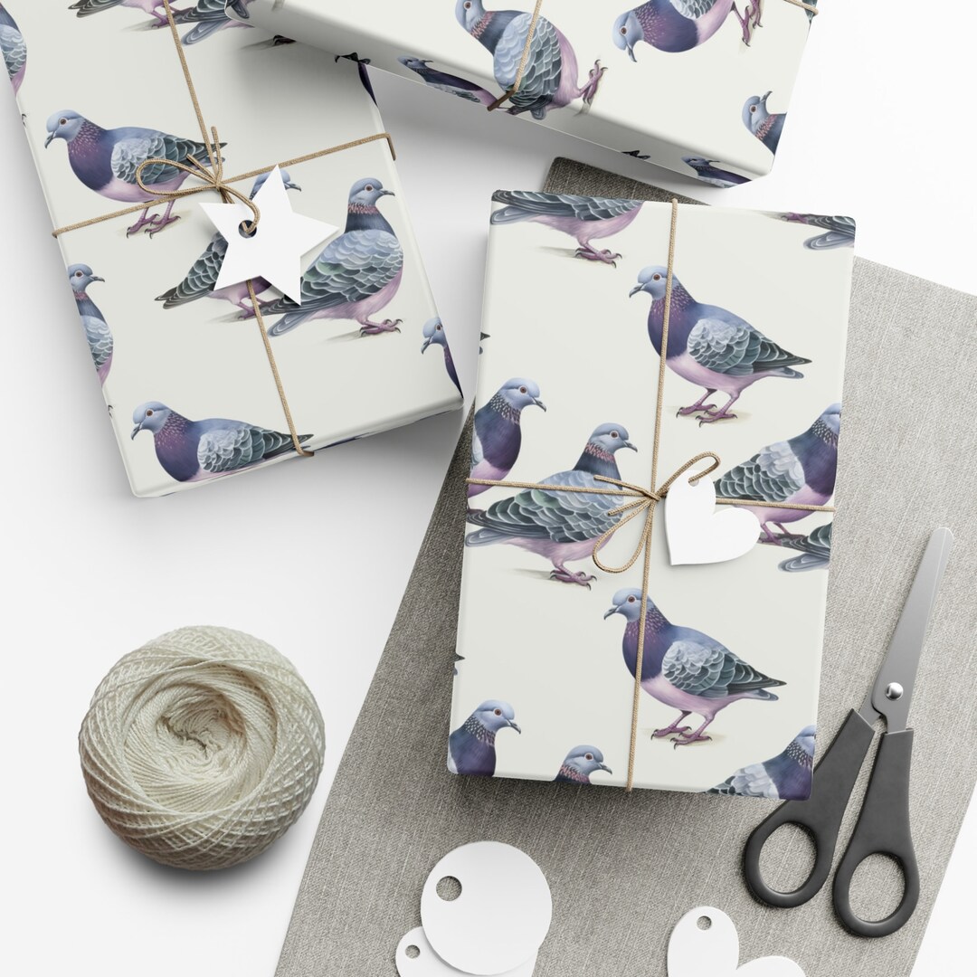 Blue Pigeons Wrapping Paper Birthday Gift Unique Wrapping or Wedding ...