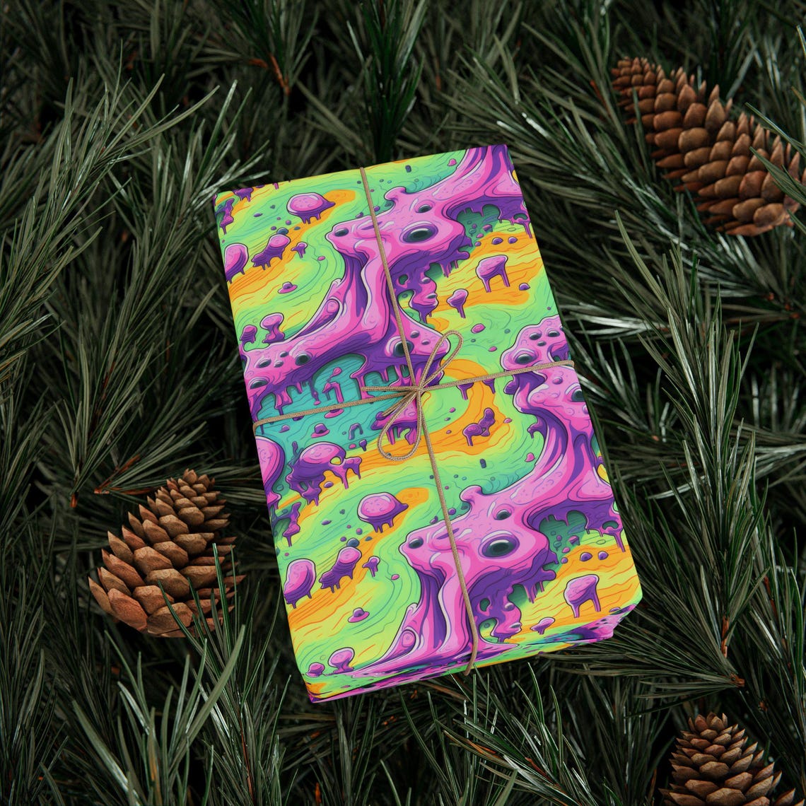 Alien Slime Gift Wrap Trippy Sci Fi Wrapping Paper Pink Ooze Colorful ...