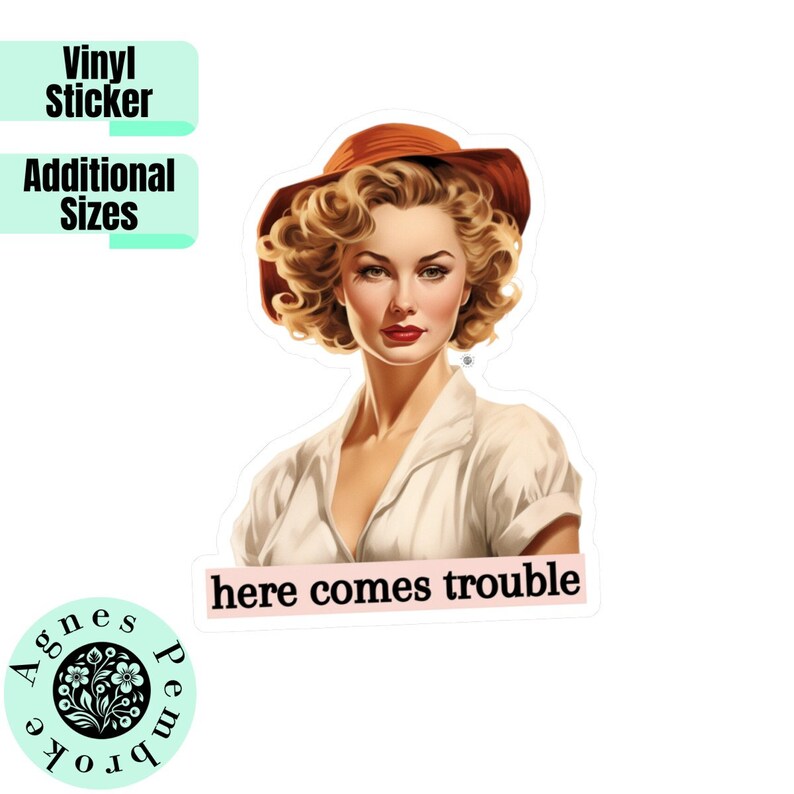 Vintage Vinyl Sticker Mid Century Decals Funny Retro Style Sticker ...