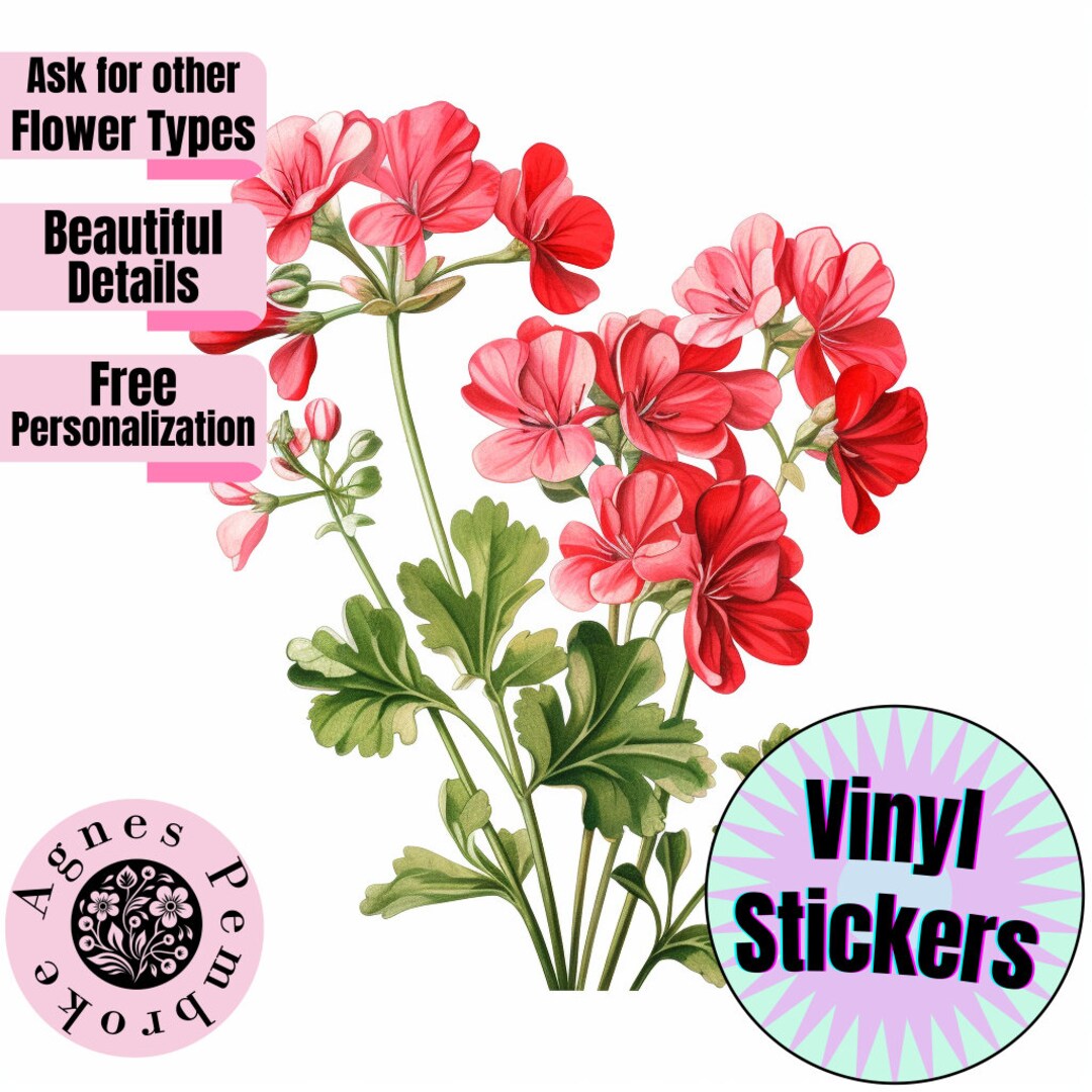 Vinyl Floral Sticker Birth Flower Custom Gift Decal Water Bottle ...