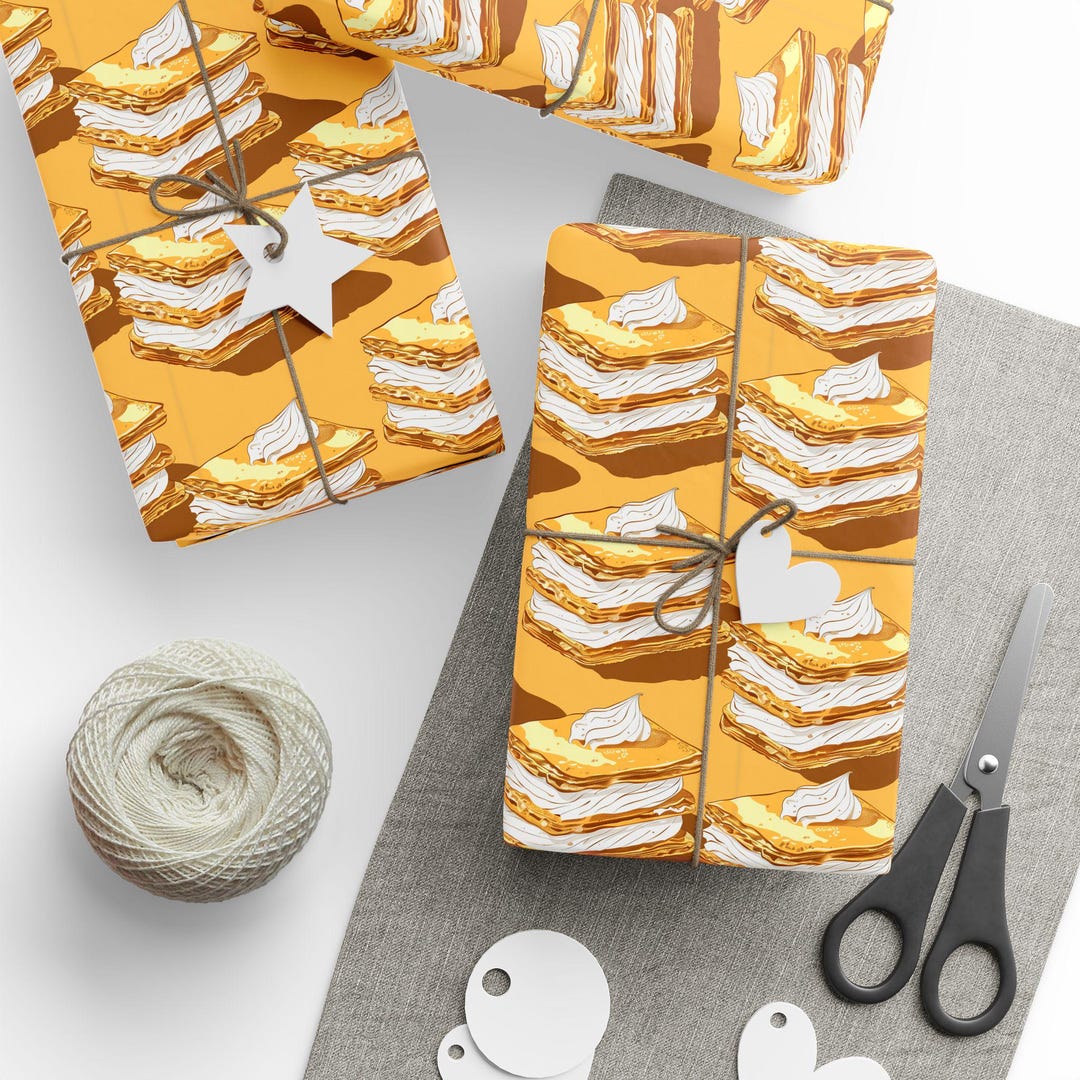 Napoleon Pastry Gift Wrap Cream Layered Dessert Wrapping Paper Roll ...