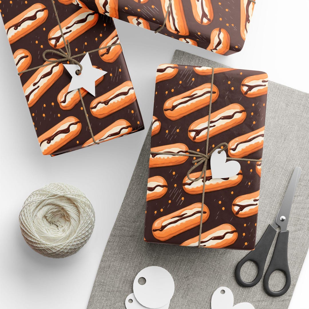 Eclair Gift Wrap Chocolate Dessert Wrapping Paper Decorative Food Gift ...