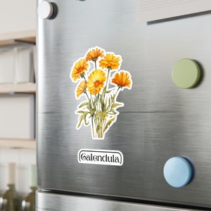 Yellow Calendula Flowers Vinyl Stickers Botanical Journal Decal or ...