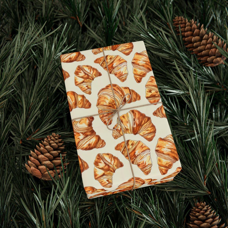 Unique Gift Wrapping Paper Roll, Croissant Pattern Wrap Sheet Food ...