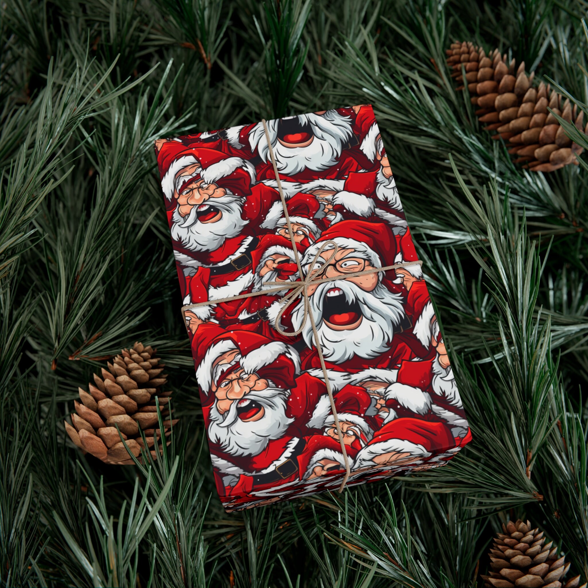 Chirstmas Gift Wrap Funny Santa Design Wrapping Paper Holiday Unique ...