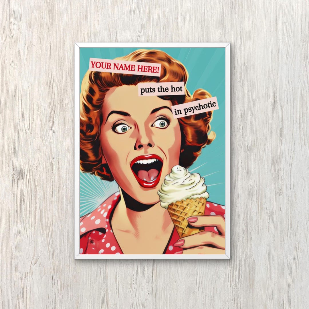 Personalized Funny Wall Art Quirky Home Decor Humorous Retro Poster Bar ...