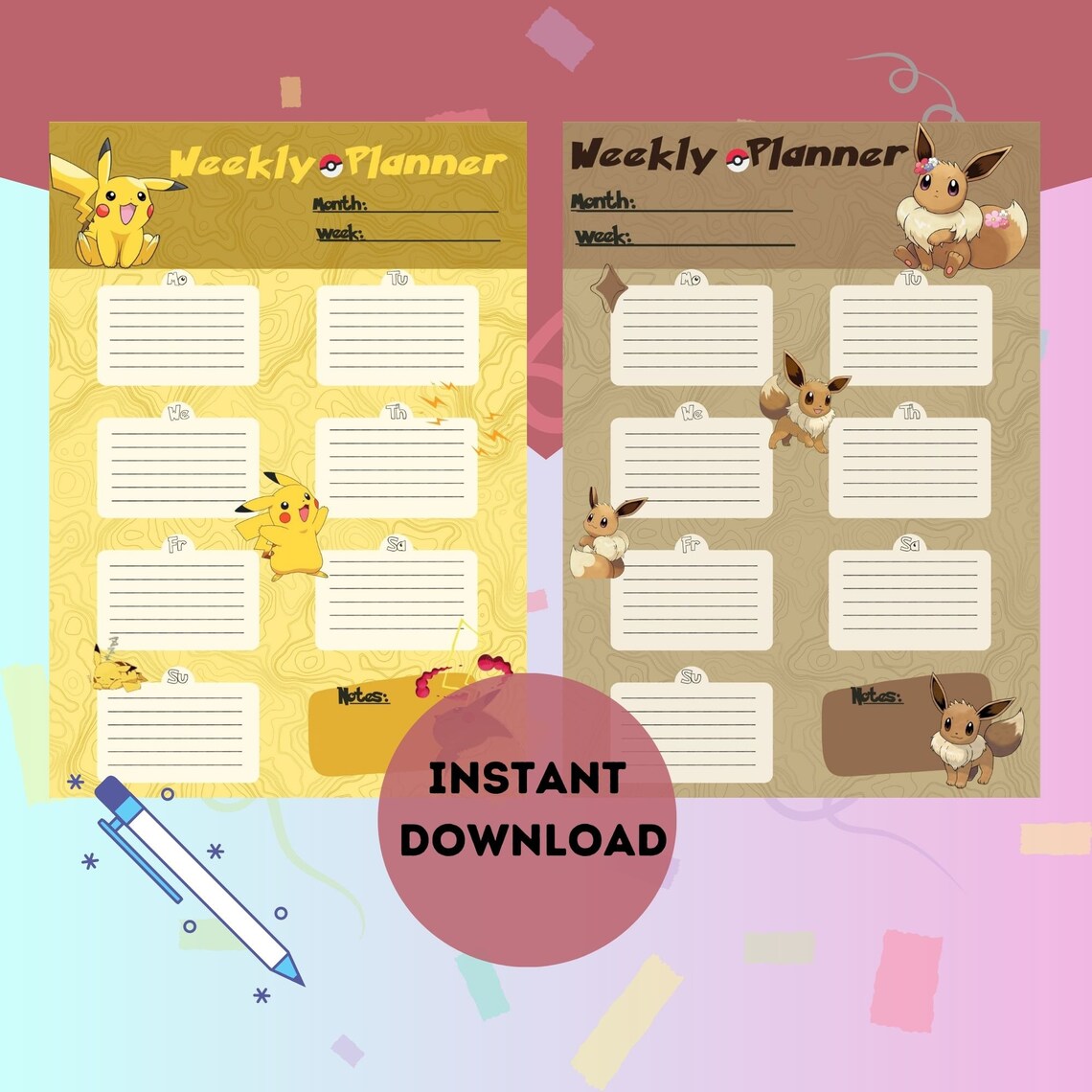 Pokemon Digital Planner weekly Pokemon Planner weekly Planner Digital ...