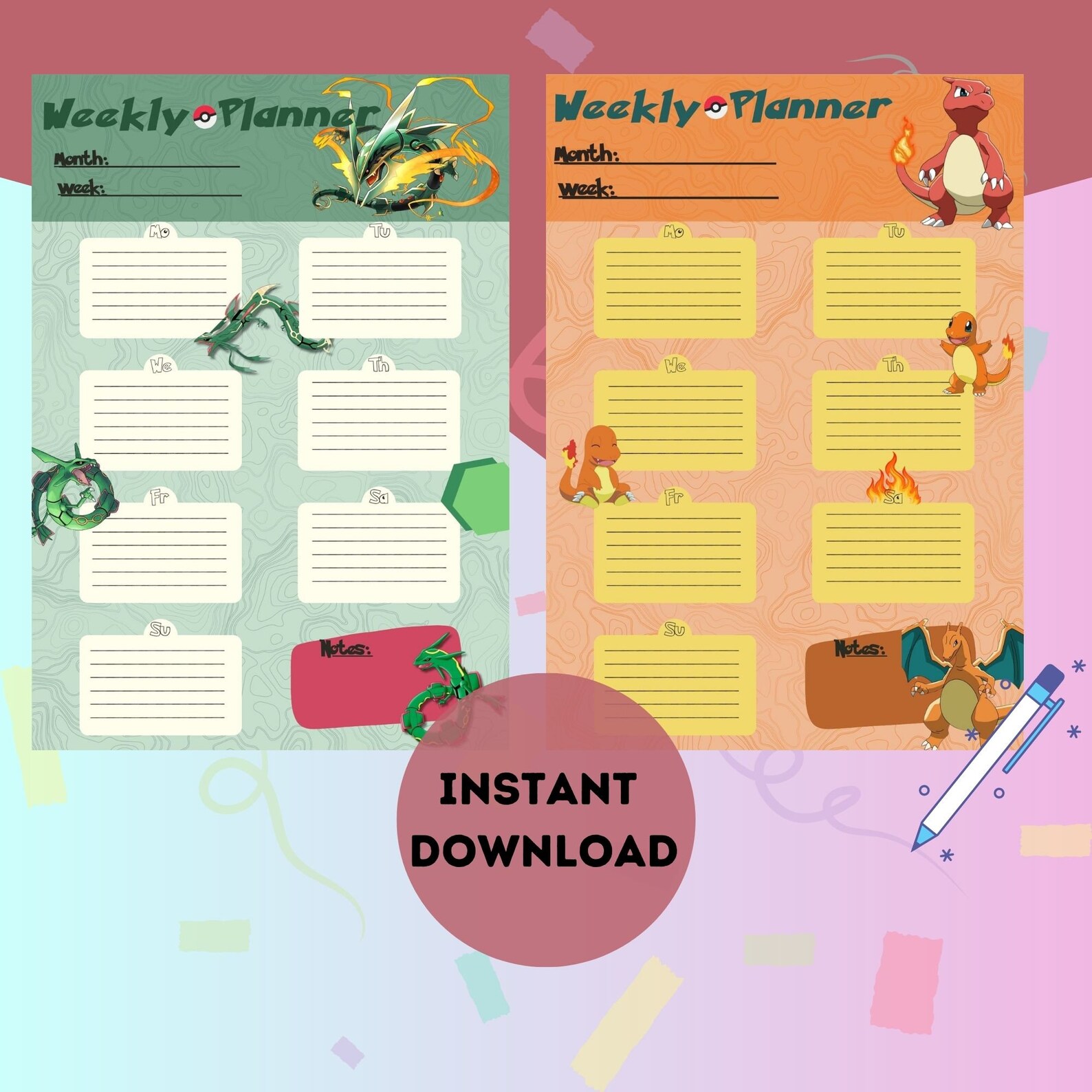 Pokemon Digital Planner weekly Pokemon Planner weekly Planner Digital ...