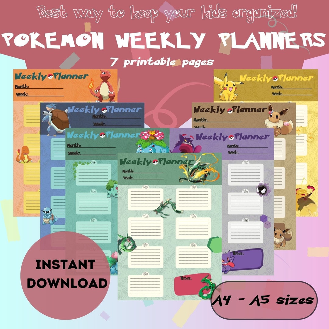 Pokemon Digital Planner weekly Pokemon Planner weekly Planner Digital ...