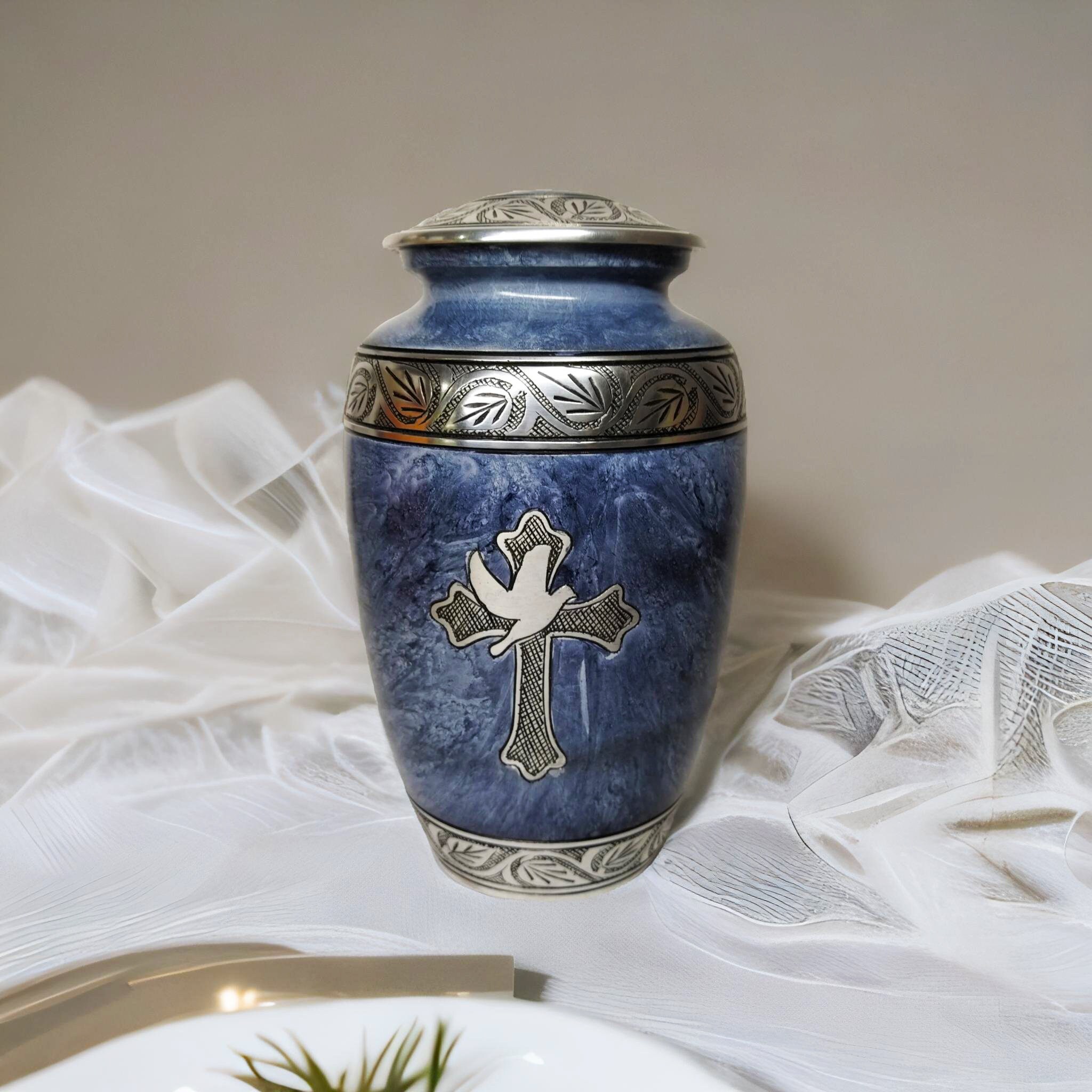 Handmade Cremation Urn Beautiful Ashes Cross Engraved Urn Adult Size ...