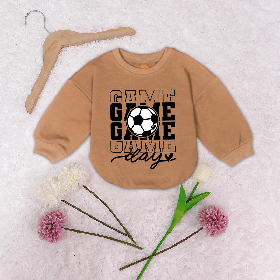 Game Day Soccer Baby Romper Sweatshirt, Baby Boy Soccer Romper, Soccer ...