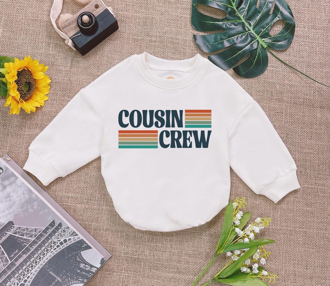 Retro Cousin Crew Stripes Baby Romper Sweatshirt, Summer Baby Romper ...