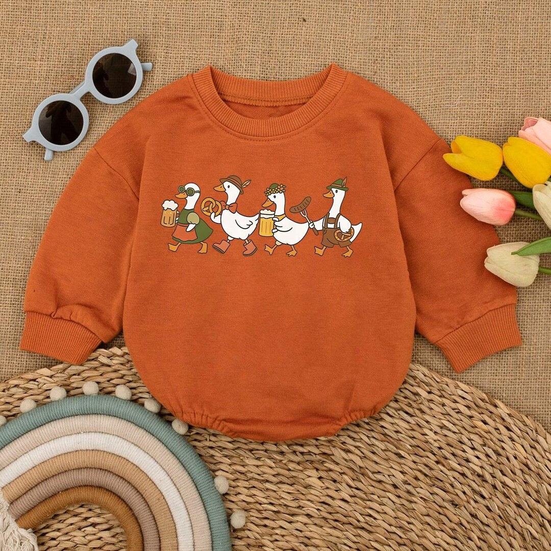 Oktoberfest Goose Baby Romper, Silly Goose Outfit, Boho Bubble Romper ...