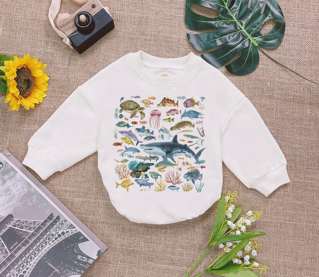 Under the Sea Baby Romper Sweatshirt, Boho Ocean World Bodysuit, Cute ...