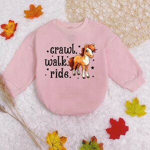 Crawl, Walk, Ride Horseback Baby Romper Sweatshirt, Horse Baby Romper ...