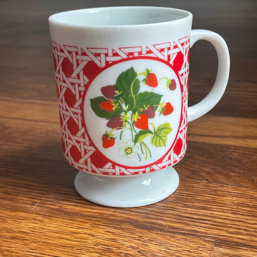 Coffee Cup Strawberry Mug Vintage Kitchenware - Etsy