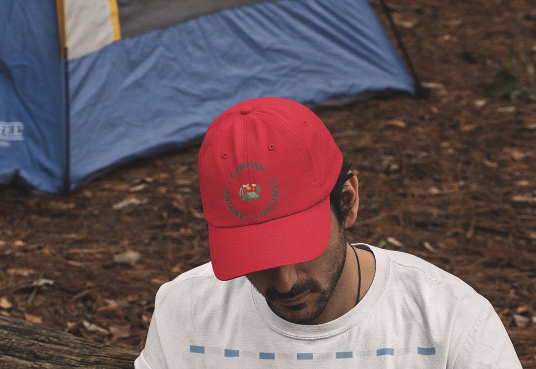 CAMPING Hat With Leather Patch (round) Outdoor Adventure, Camping Cap ...