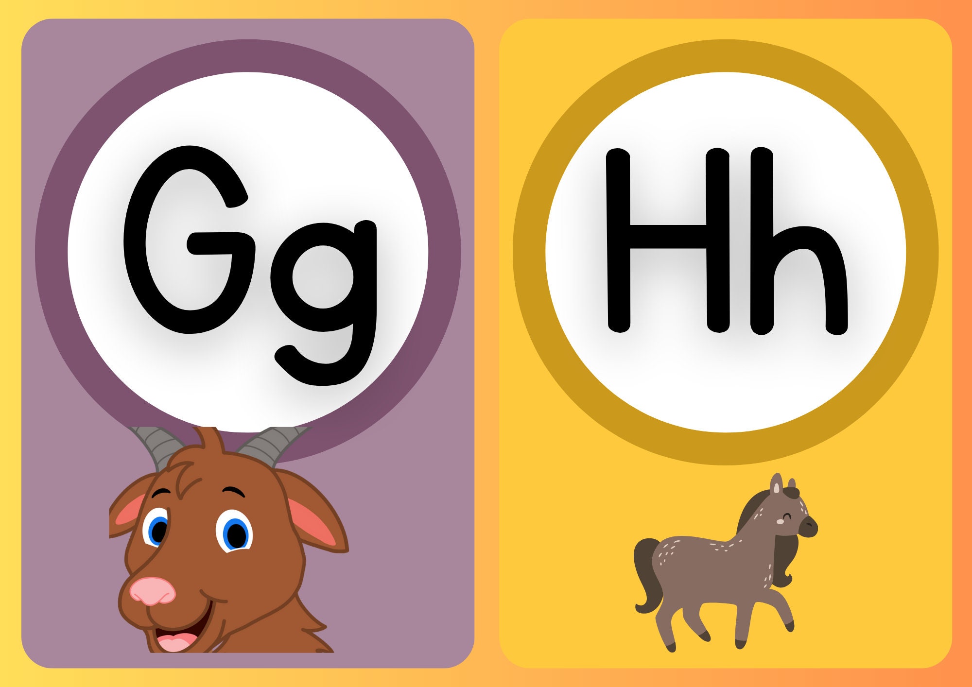 Alphabet Flash Cards | Short Long Sounds 33 Cards | Vintage Alphabet ...