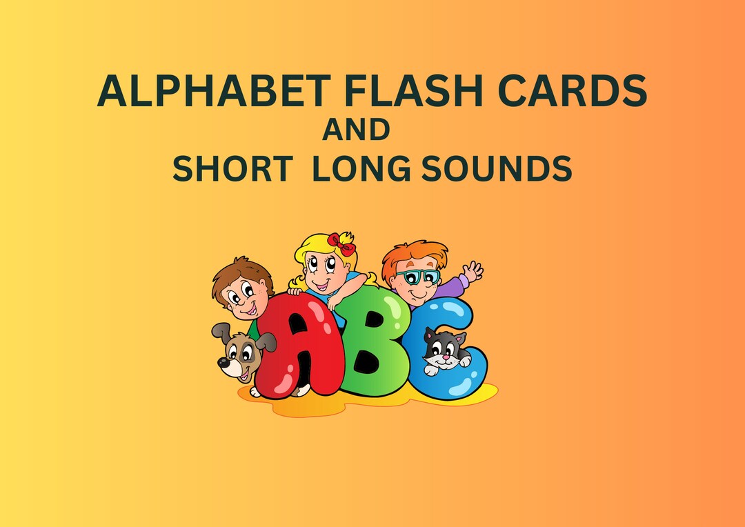 Alphabet Flash Cards Short Long Sounds 33 Cards Vintage Alphabet Flash ...