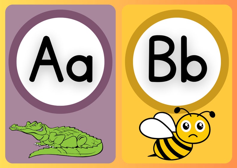 Alphabet Flash Cards Short Long Sounds 33 Cards Vintage - Etsy