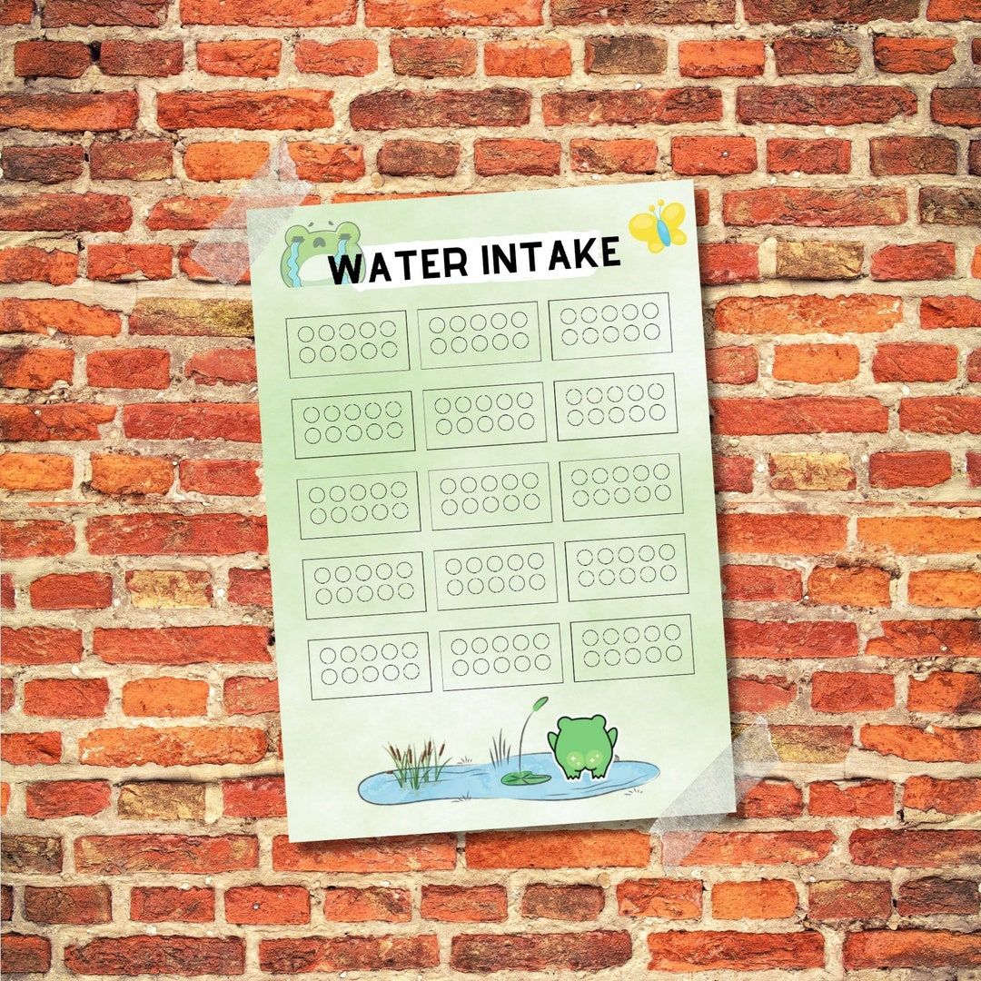 Water Tracker Printable, Watter Intake, Green Frog , Hyration Tracker ...