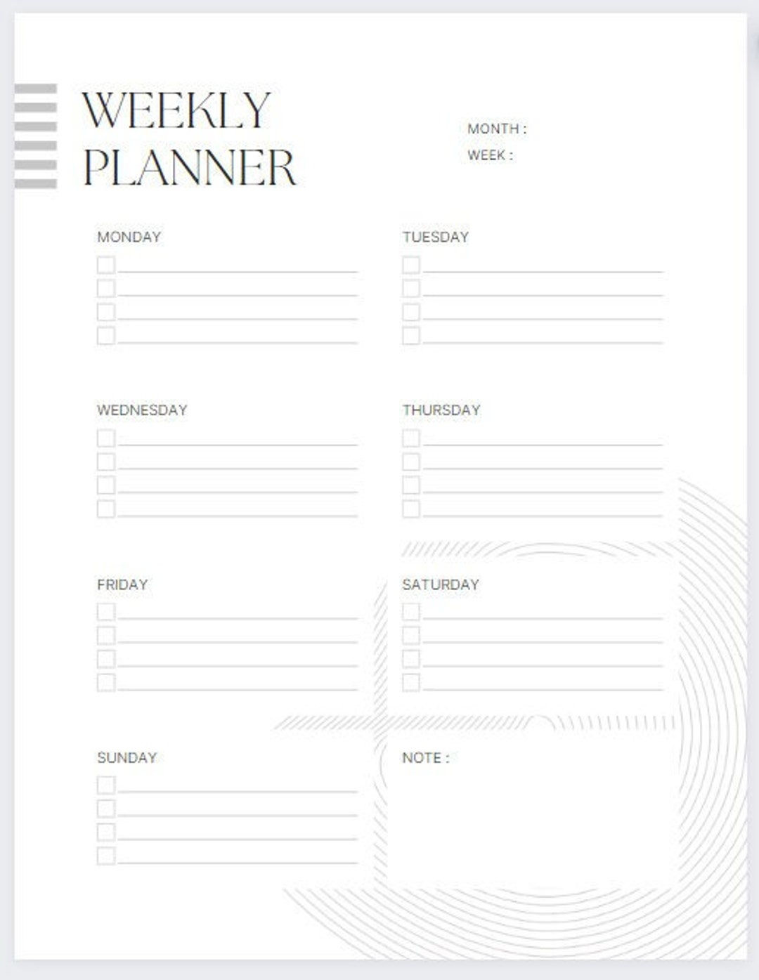 Simple Printable Weekly Planner 2024 - Etsy