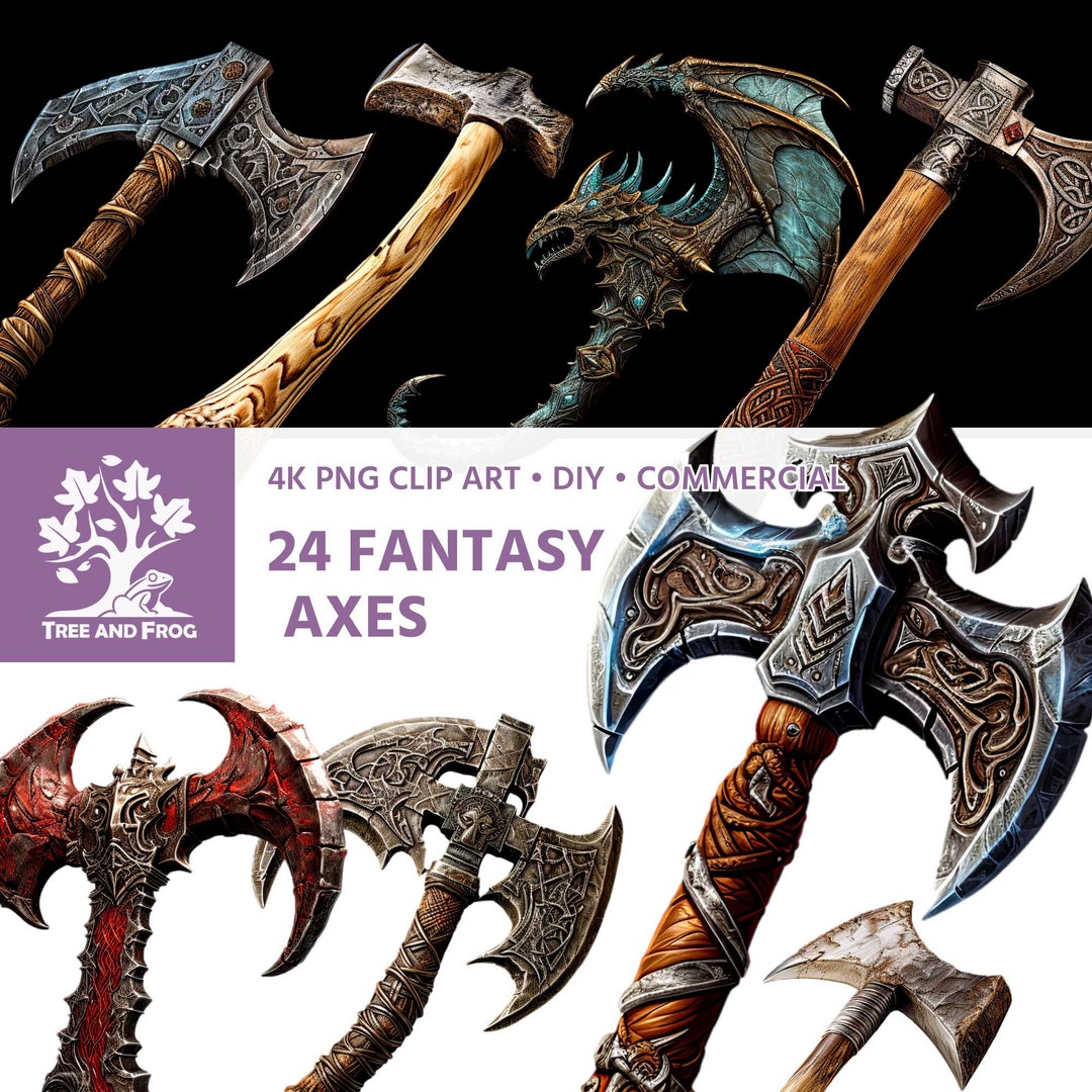 24 PNG Fantasy Axes Clipart Hatchet Viking Orc Dragon Celtic Dwarf ...