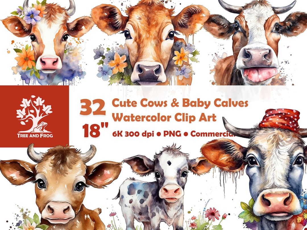 32 PNG Adorable Cows Clipart Clothes Costume Cute Baby Calf Farm Hat ...