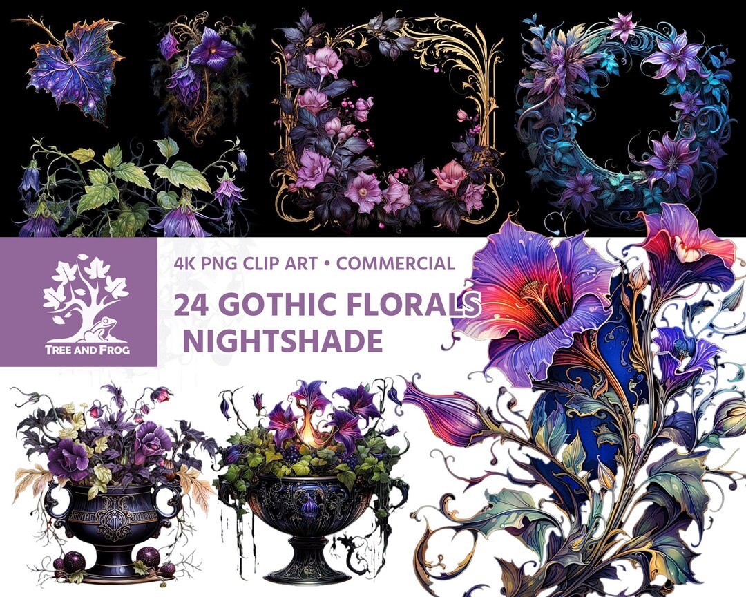 24 PNG Gothic Nightshade Florals Clipart Atropa Belladona Bouquet ...
