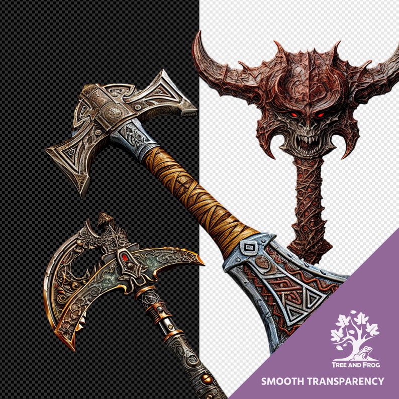 24 PNG Fantasy Axes Clipart Hatchet Viking Orc Dragon Celtic - Etsy