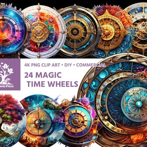 24 PNG Magic Time Wheels Clipart Celestial Astral Lifetime Season Ages ...