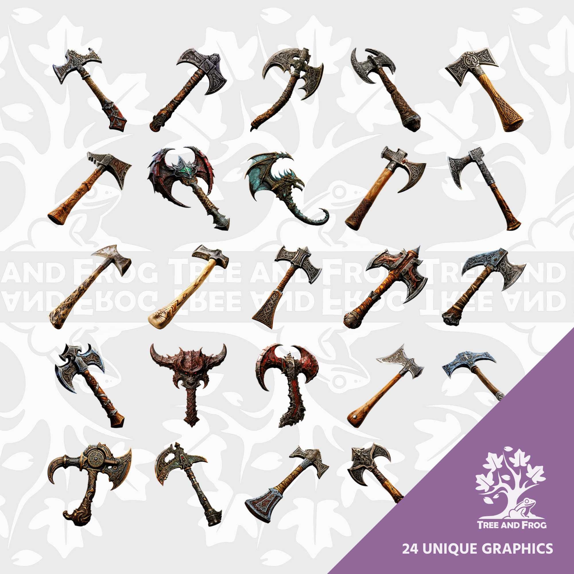 24 PNG Fantasy Axes Clipart Hatchet Viking Orc Dragon Celtic - Etsy