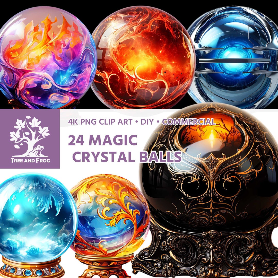 24 PNG Magic Crystal Balls Clipart Witch Wizard Fortune - Etsy