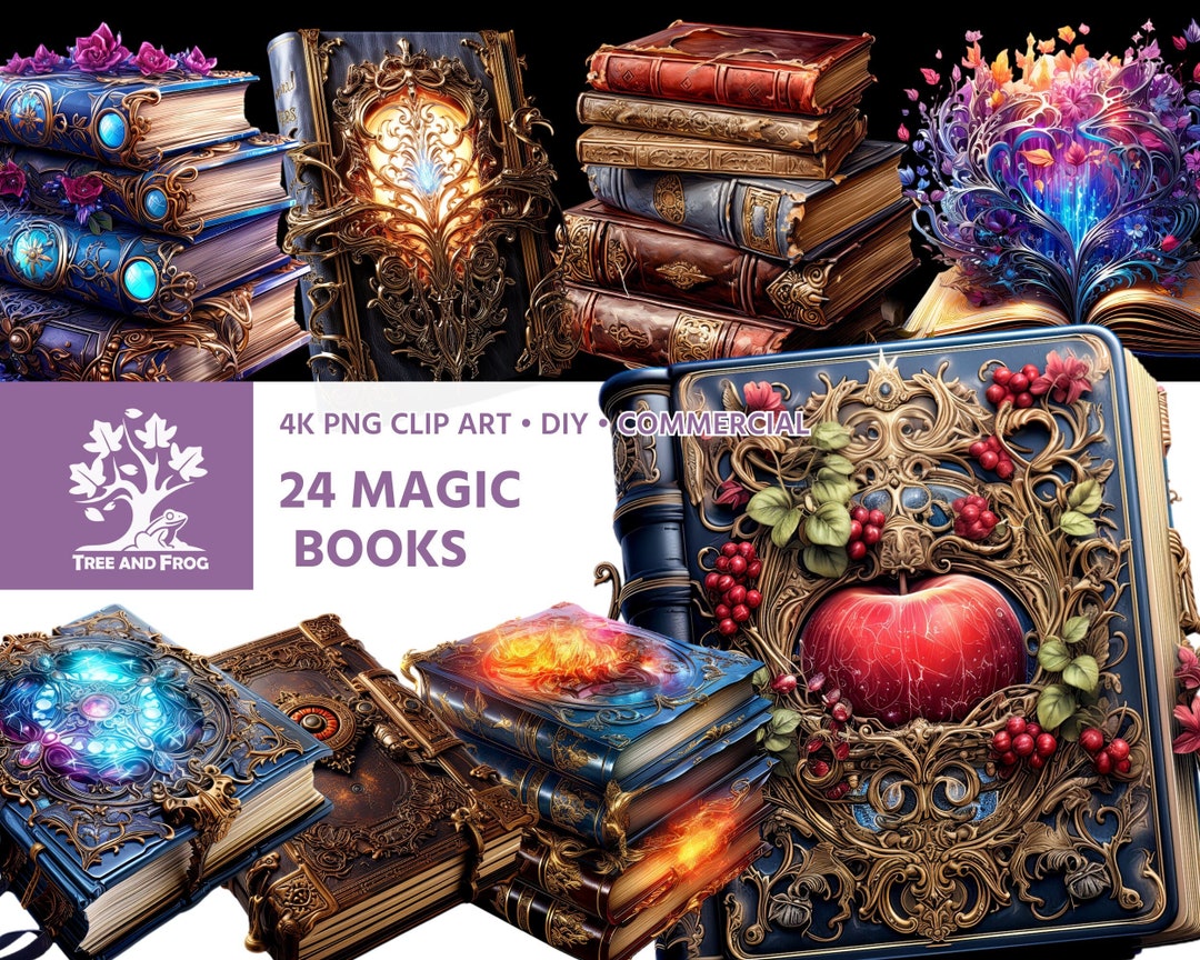 24 PNG Magic Books Clipart Stacks Wizard Witch Celestial - Etsy UK