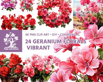 Geranium Clipart Commercial Use Simple Geranium SVG in Pink - Etsy