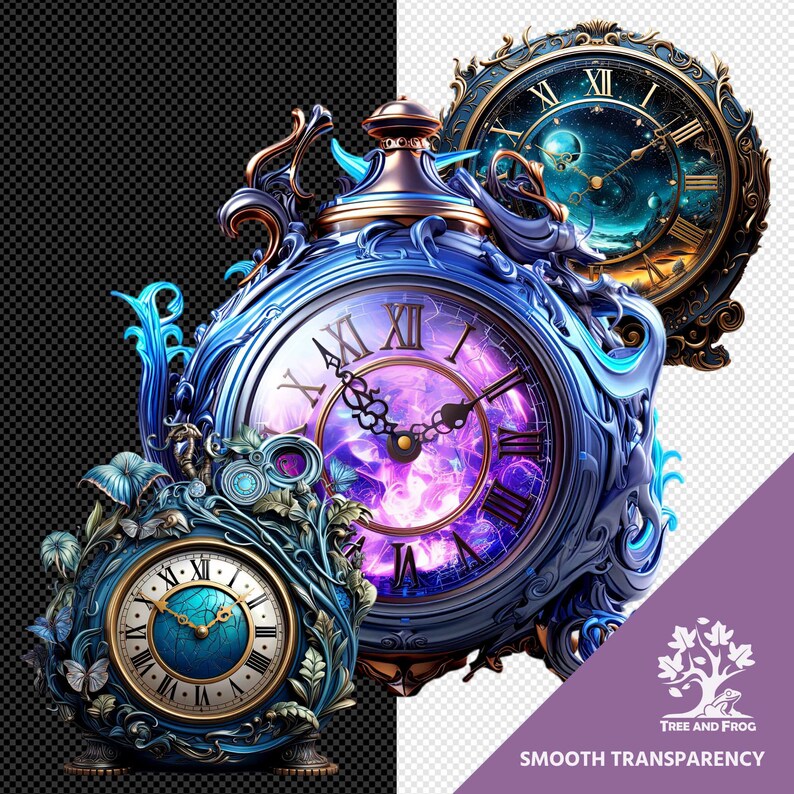 24 PNG Fantasy Clocks Clipart Steampunk Fairy Tale Dragon - Etsy