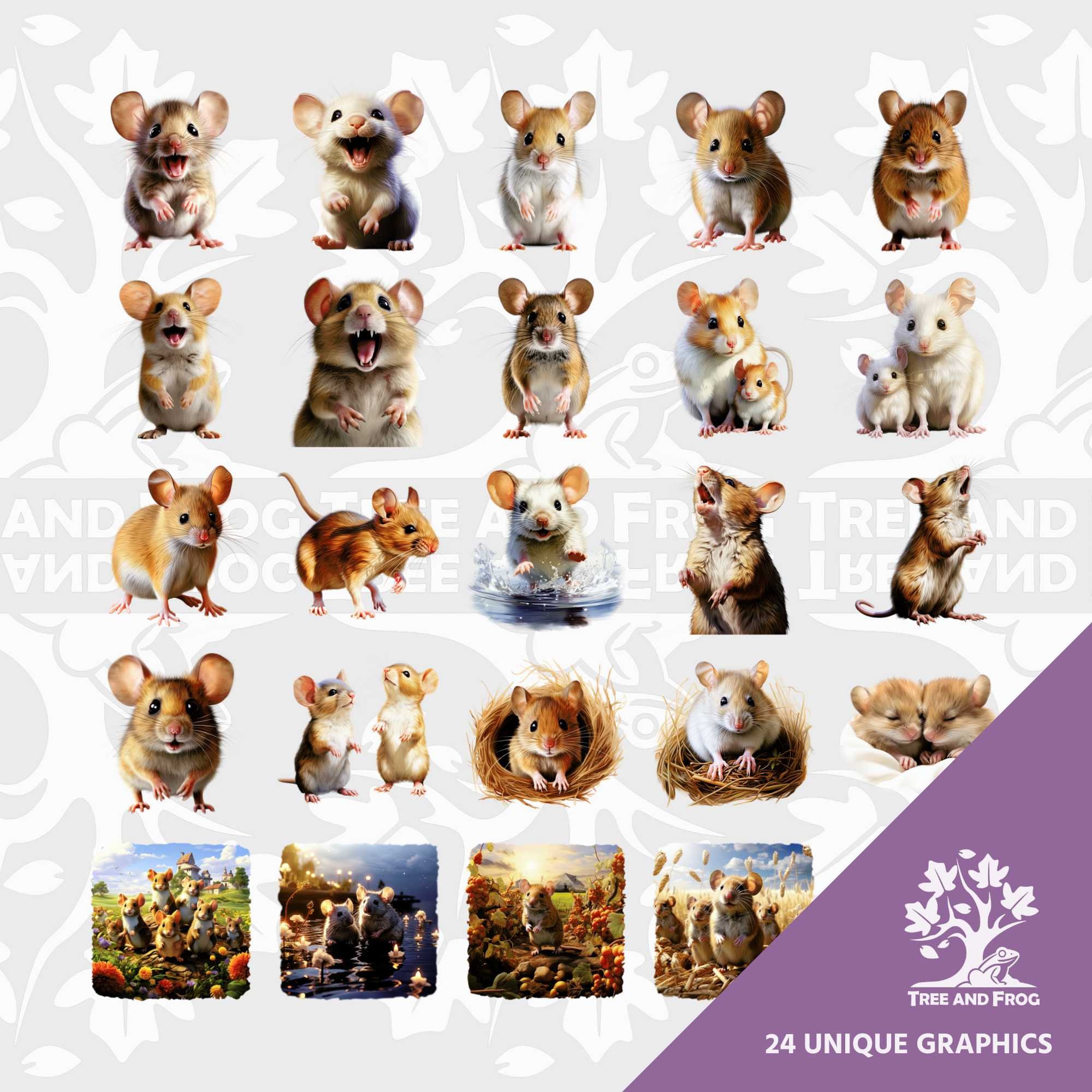 24 PNG Farm Mice Clipart Cute Baby Mouse Pose Scene - Etsy Canada