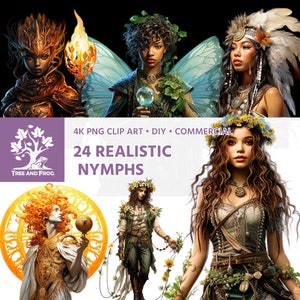 24 PNG Realistic Nymph Portraits Clipart Water Forest Meadow Sea ...