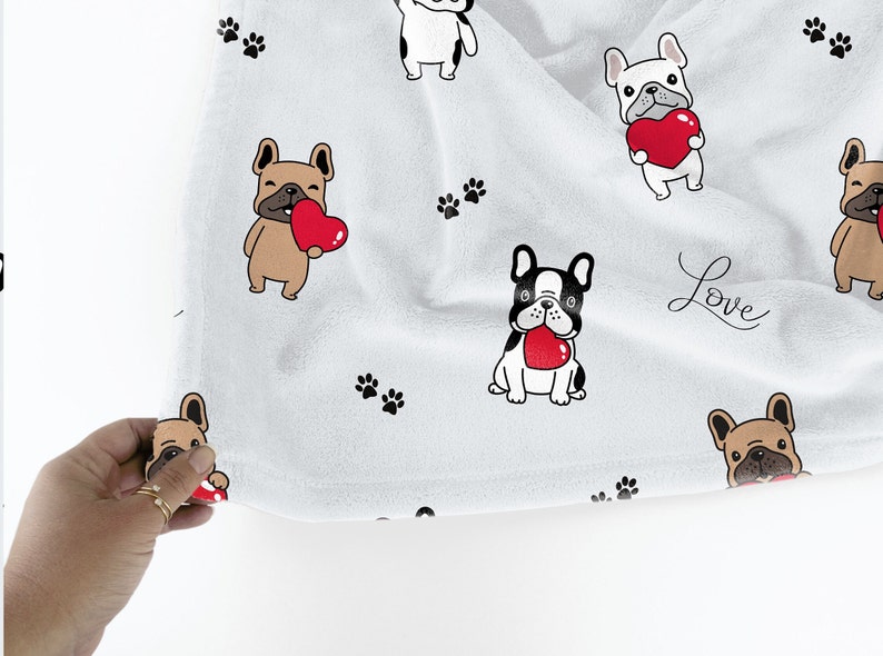 Frenchie Plush Blanket Valentine's Day Gift French Bulldog Themed ...