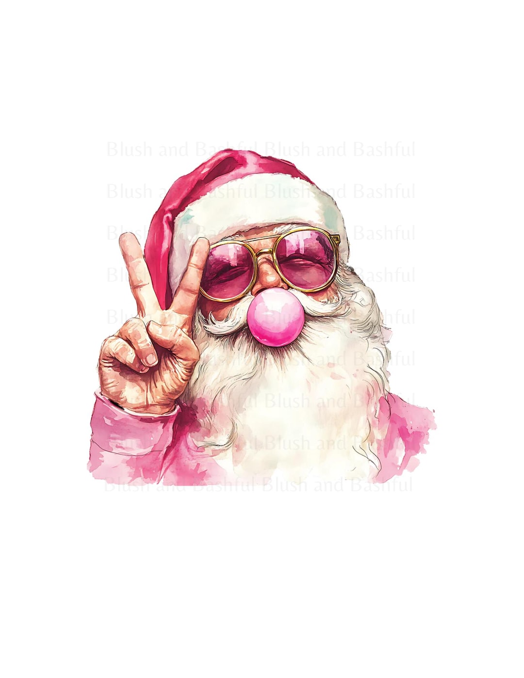 Pink Retro Santa Bubble Png Bubblegum Santa Claus Digital Download ...