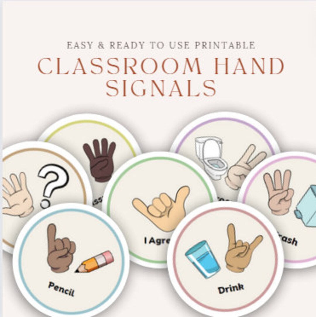 Hand Signal Signs for Classroom, Classroom Decor, Classroom Management ...